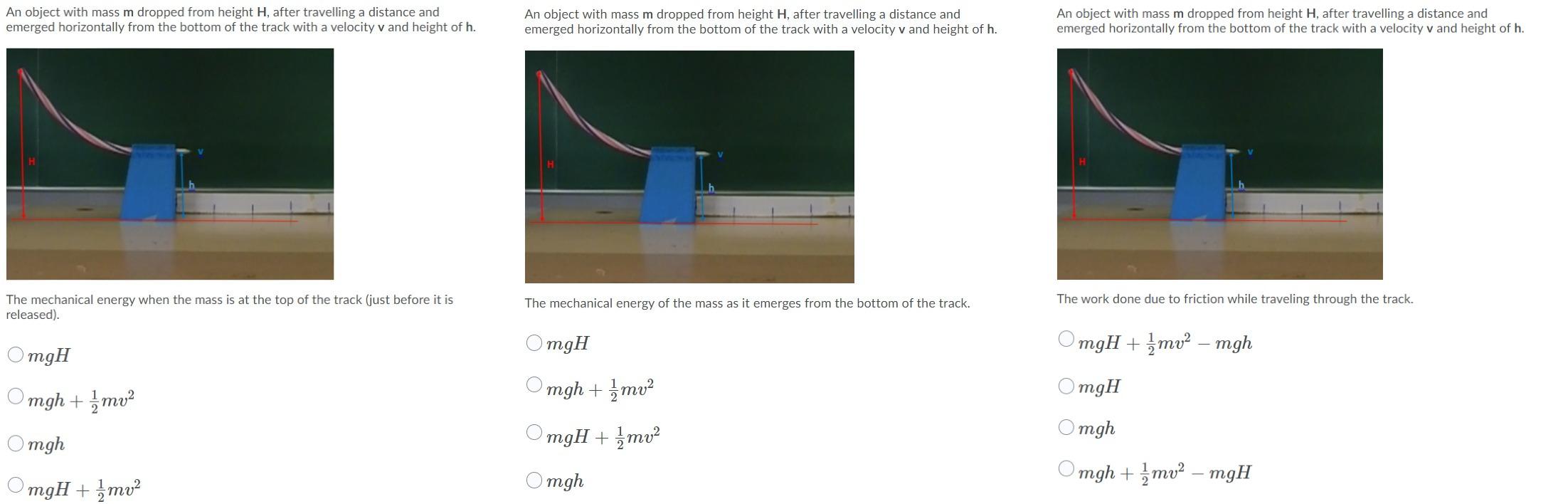Solved An object with mass m dropped from height H, after | Chegg.com