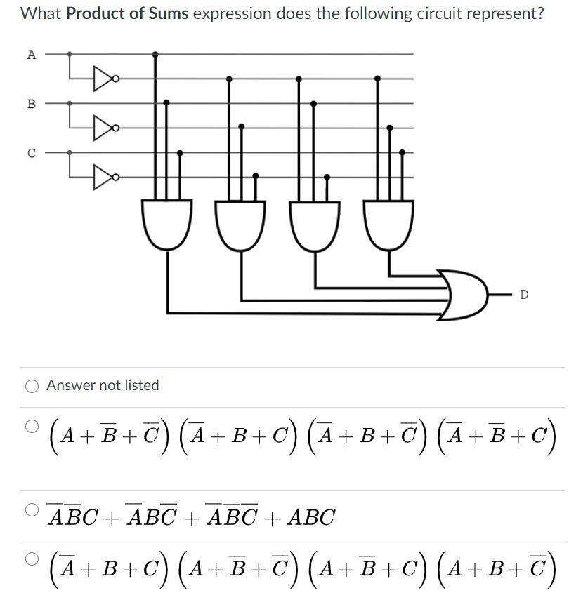 Solved What Product of Sums expression does the following | Chegg.com