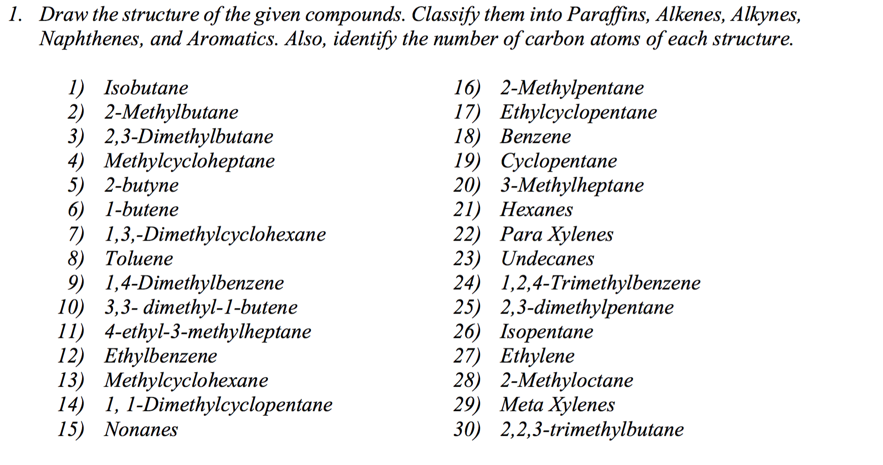 Solved Draw the structure of the given compounds. Classify | Chegg.com