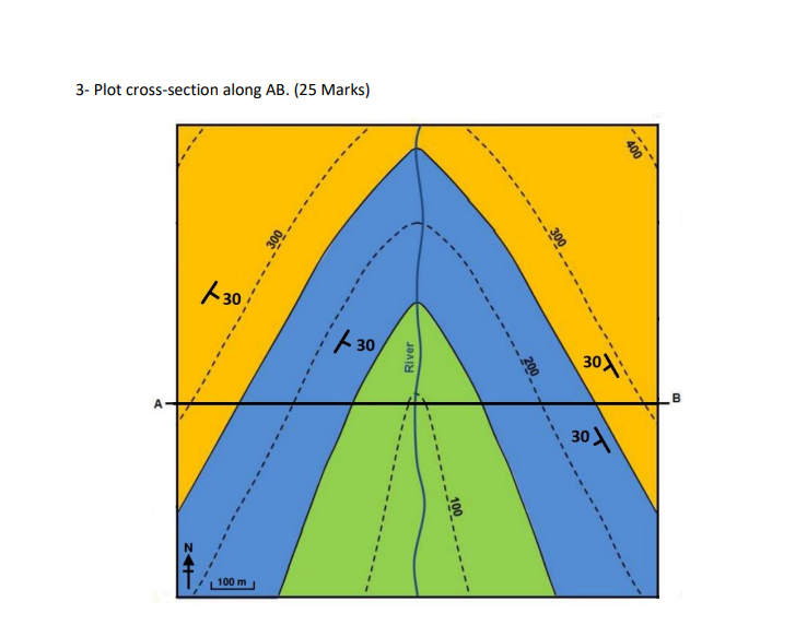 Solved 3- Plot cross-section along AB. (25 Marks) 400 300 | Chegg.com