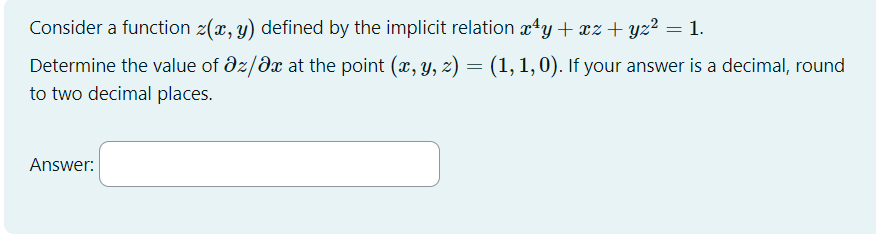 Consider a function z(x,y) ﻿defined by the implicit | Chegg.com