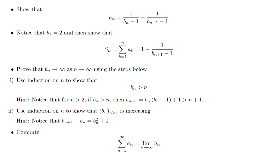Solved 4. (20 pts) Let (an)n>1 be the sequence of real | Chegg.com