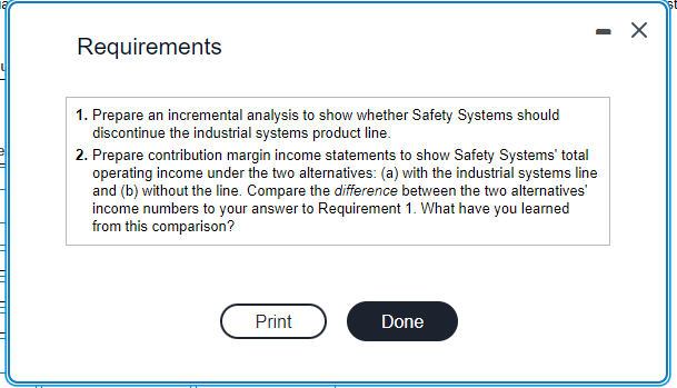 Solved Requirement 1. Prepare an incremental analysis to | Chegg.com