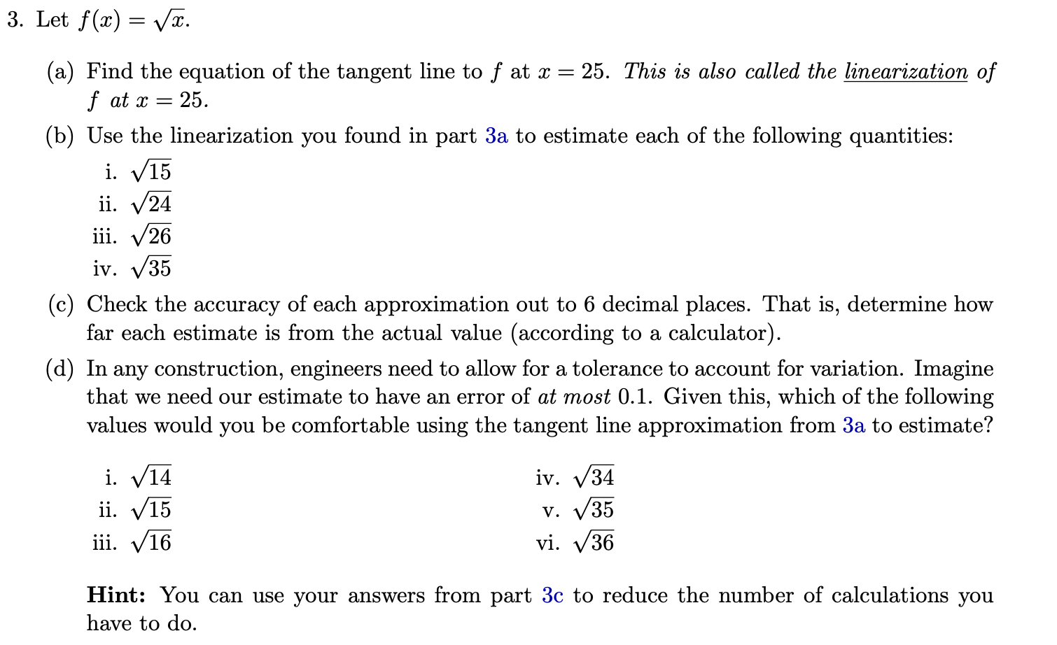 Solved Let F X X A Find The Equation Of The Tangent Line