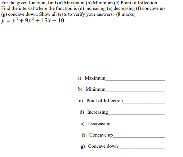 Solved For the given function, find (a) Maximum (b) Minimum | Chegg.com