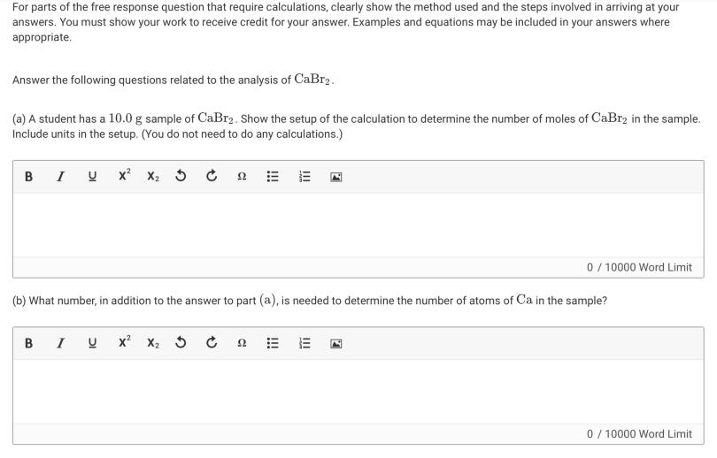 Solved For parts of the free response question that require | Chegg.com