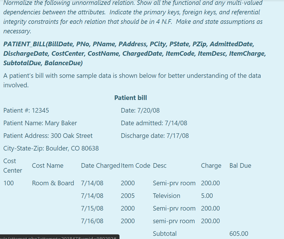 Solved Normalize the following unnormalized relation. Show | Chegg.com