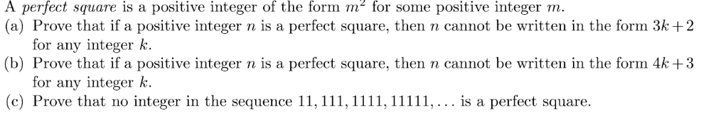 Solved A perfect square is a positive integer of the form m2 | Chegg.com