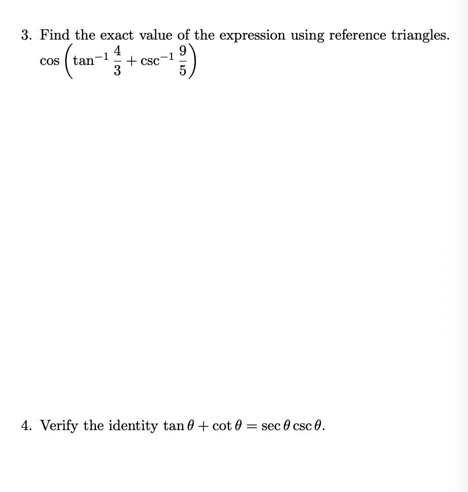Solved 3. Find the exact value of the expression using | Chegg.com