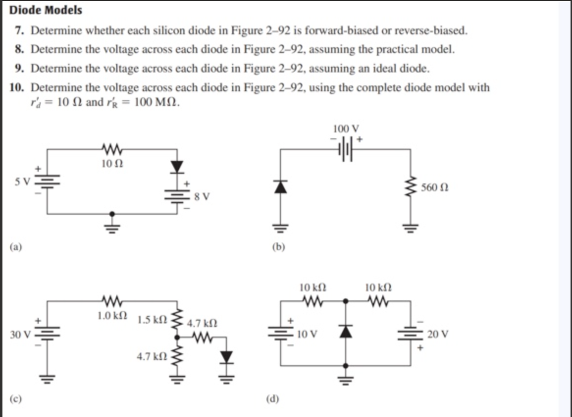 Solved Problems 8-10. For all cases, determine if the diode | Chegg.com