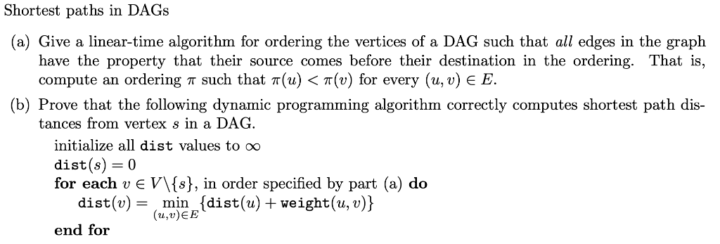 Solved Shortest Paths In Dags A Give A Linear Time 