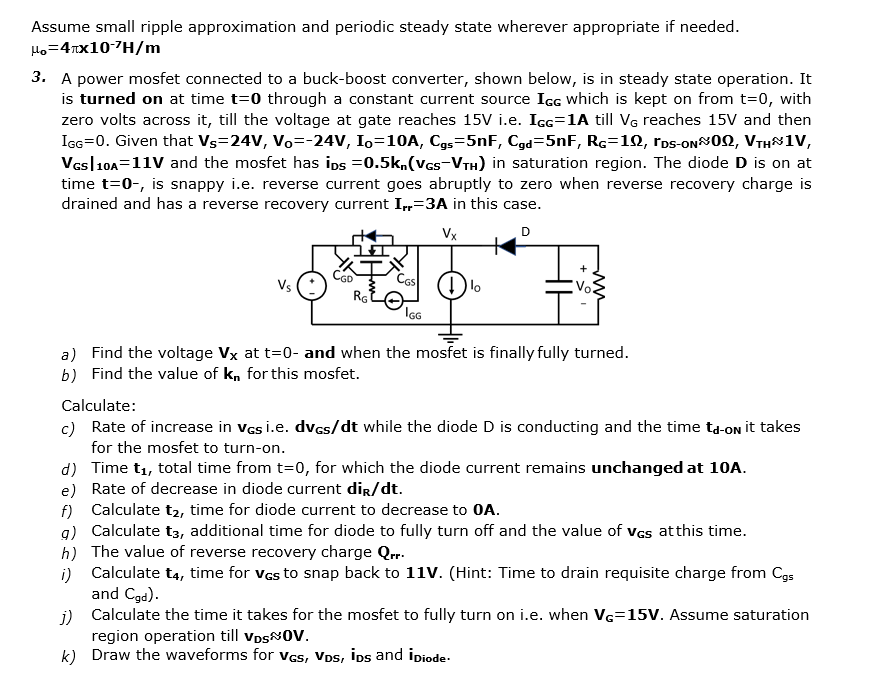 Assume small ripple approximation and periodic steady | Chegg.com
