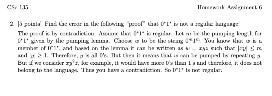 Solved 2. [5 points] Find the error in the following "proof" | Chegg.com
