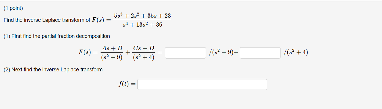 Solved Find the inverse Laplace transform of | Chegg.com