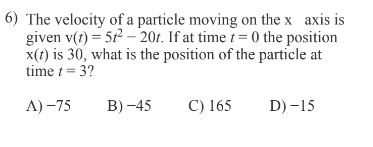Solved The velocity of a particle moving on the x ﻿axis | Chegg.com
