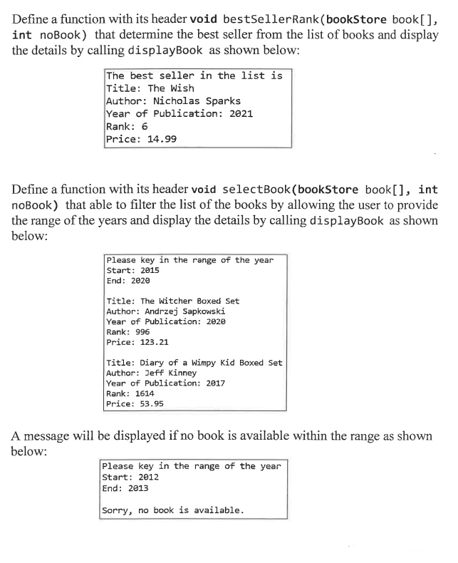 Solved A Using C Define A Struct Called Bookstore That
