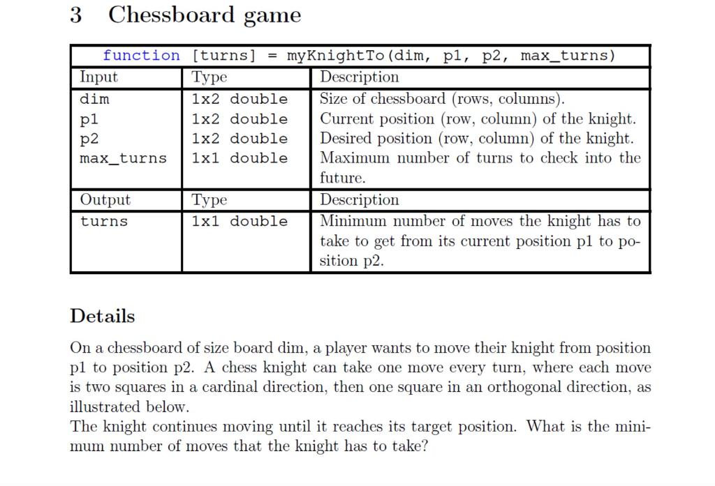 Solved 3 Chessboard game Details On a chessboard of size | Chegg.com