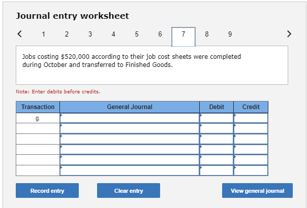 Solved Journal entry worksheet 1 Jobs costing $520,000 | Chegg.com