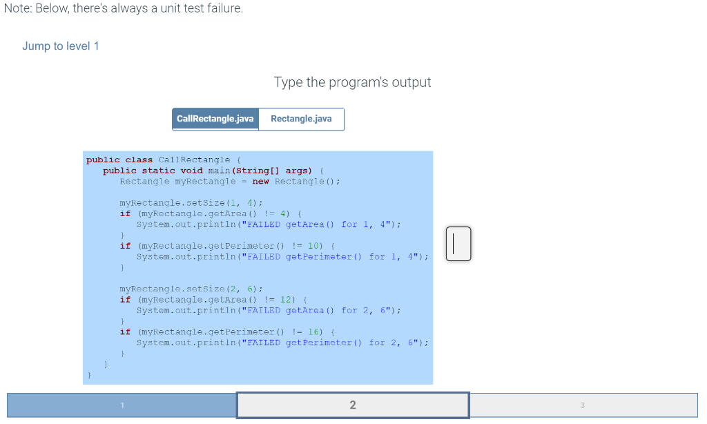 Note: Below, there's always a unit test failure. Jump | Chegg.com