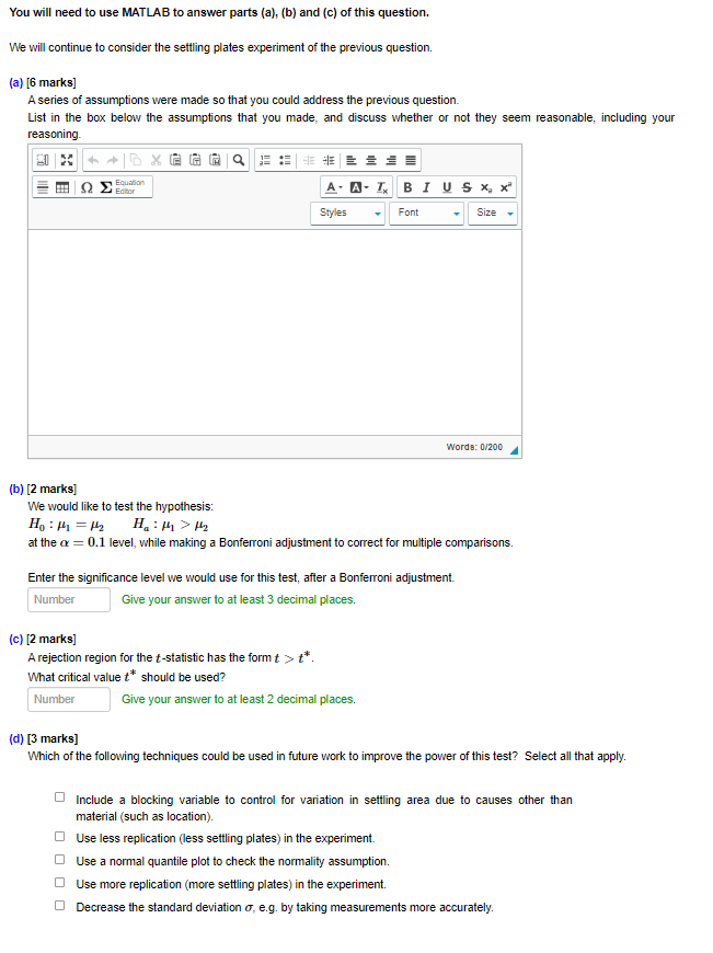 You will need to use MATLAB to answer parts (a), (b) | Chegg.com
