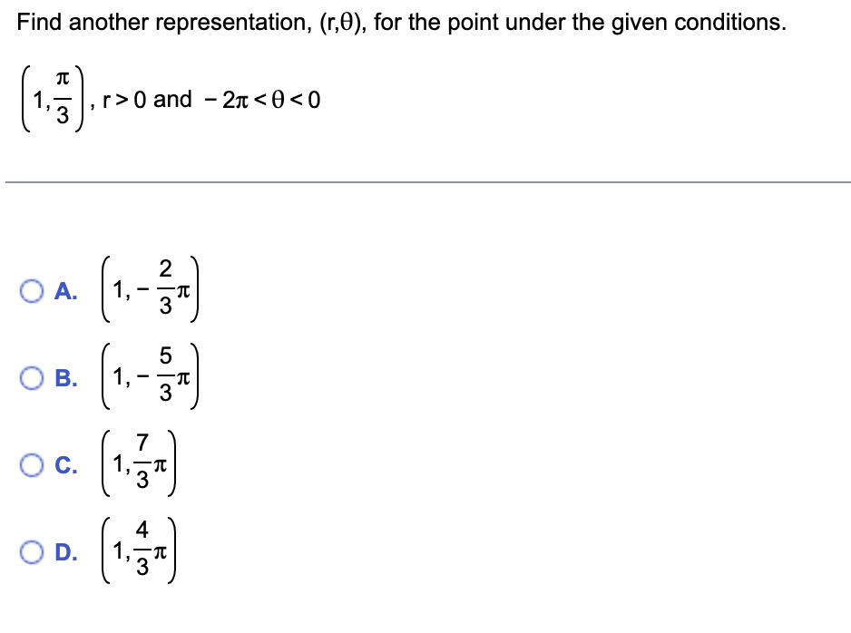 Solved Find another representation, (r,0), for the point | Chegg.com
