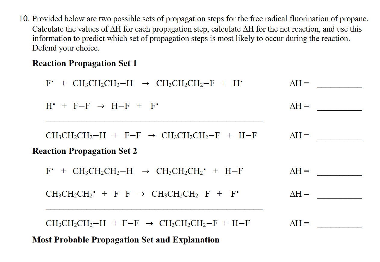 Solved 10. Provided below are two possible sets of | Chegg.com