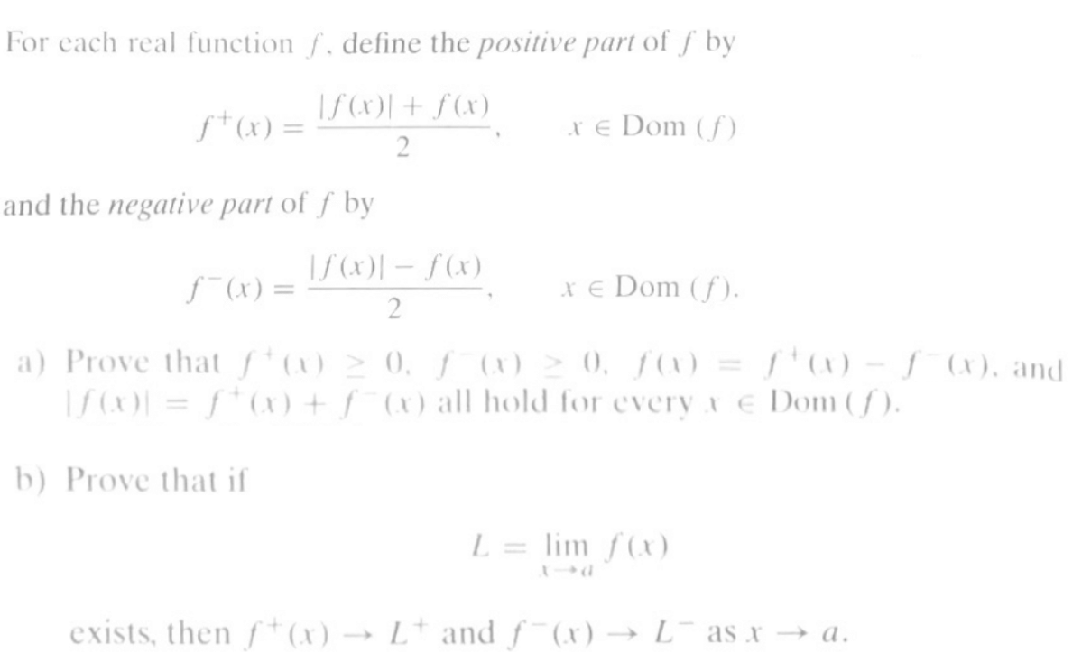 Solved For each real function f, define the positive part of | Chegg.com