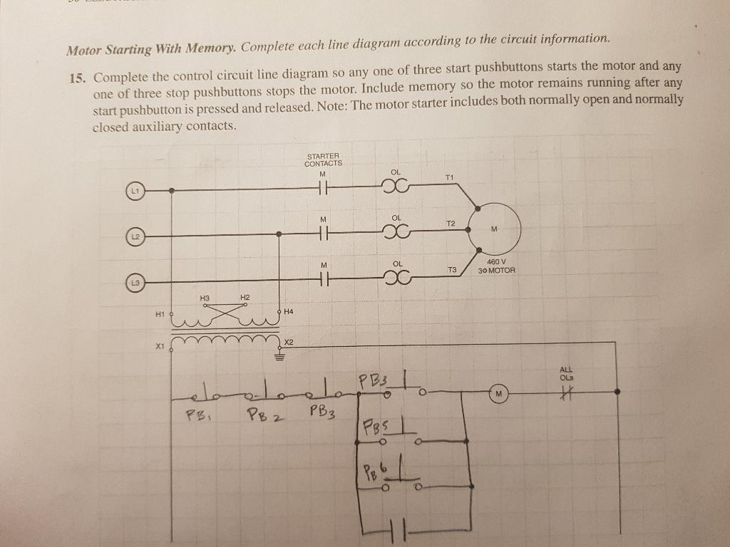 Solved Complete the control circuit line diagram so any one | Chegg.com