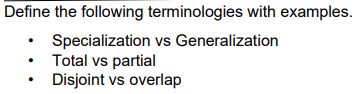 Solved Define the following terminologies with examples. | Chegg.com