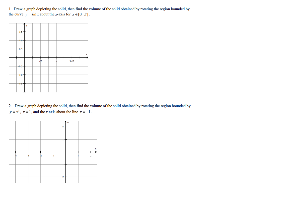 Solved 1. Draw a graph depicting the solid, then find the | Chegg.com