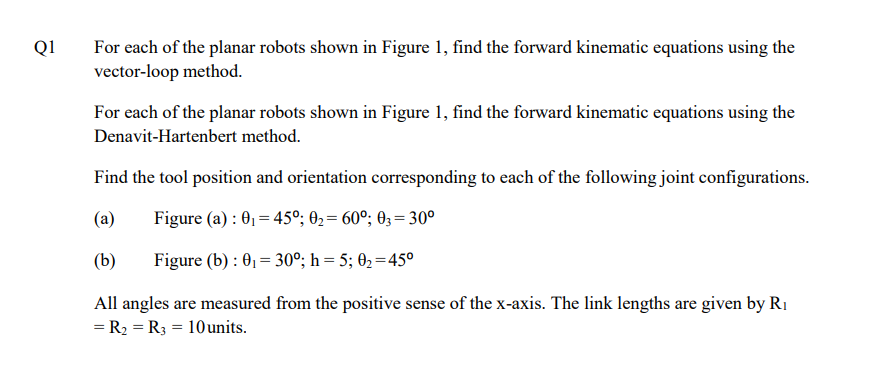 Solved Q1 For each of the planar robots shown in Figure 1, | Chegg.com