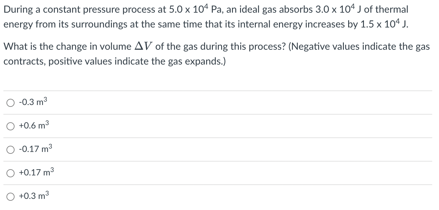 Solved During a constant pressure process at \\( 5.0 \\times | Chegg.com
