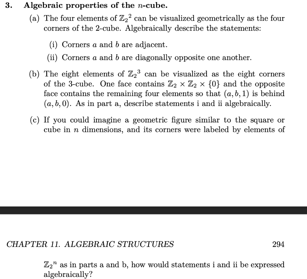 Solved Algebraic properties of the n-cube. (a) The four | Chegg.com