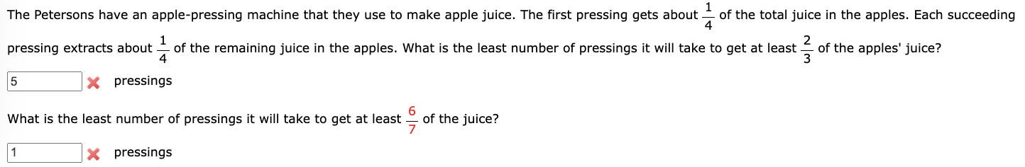 Solved The Petersons have an apple-pressing machine that | Chegg.com