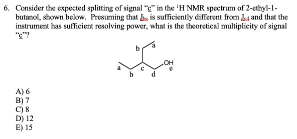 Solved 6. Consider the expected splitting of signal “c" in | Chegg.com