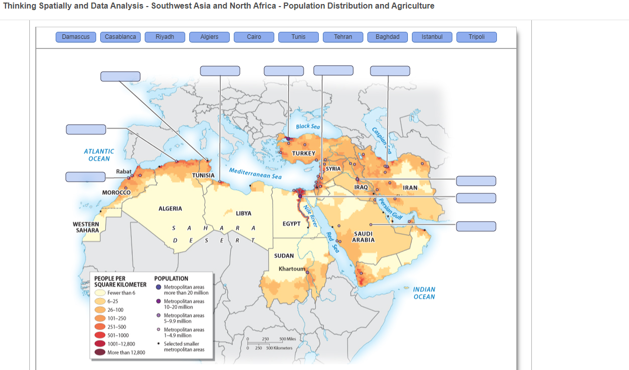 Solved Thinking Spatially and Data Analysis - Southwest Asia | Chegg.com