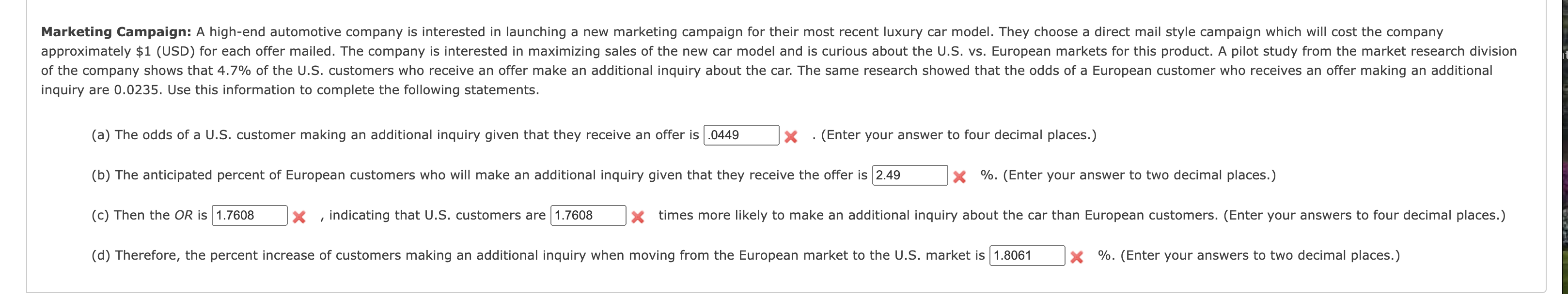Solved inquiry are 0.0235. Use this information to complete | Chegg.com