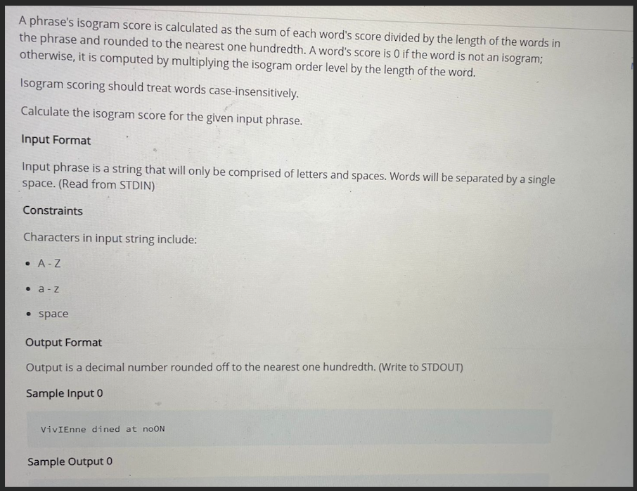 Solved An isogram is a word in which the letters occur an | Chegg.com