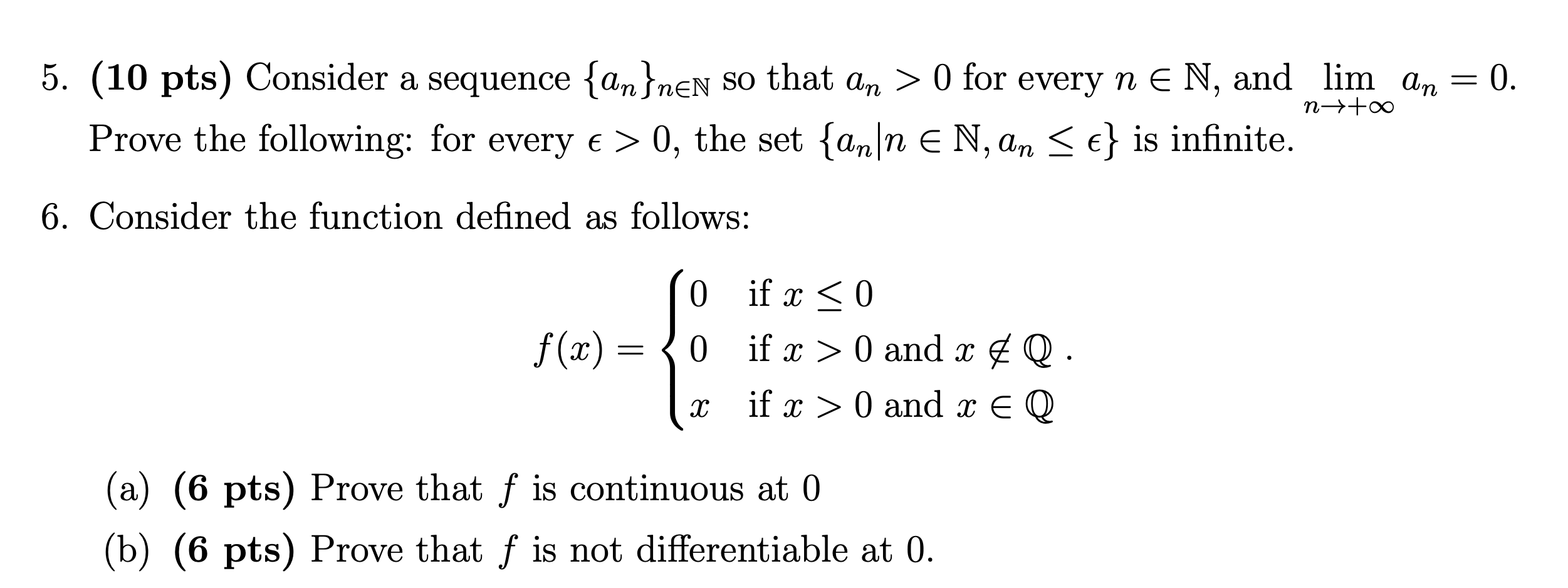Solved n-+ 5. (10 pts) Consider a sequence {an}nen so that | Chegg.com
