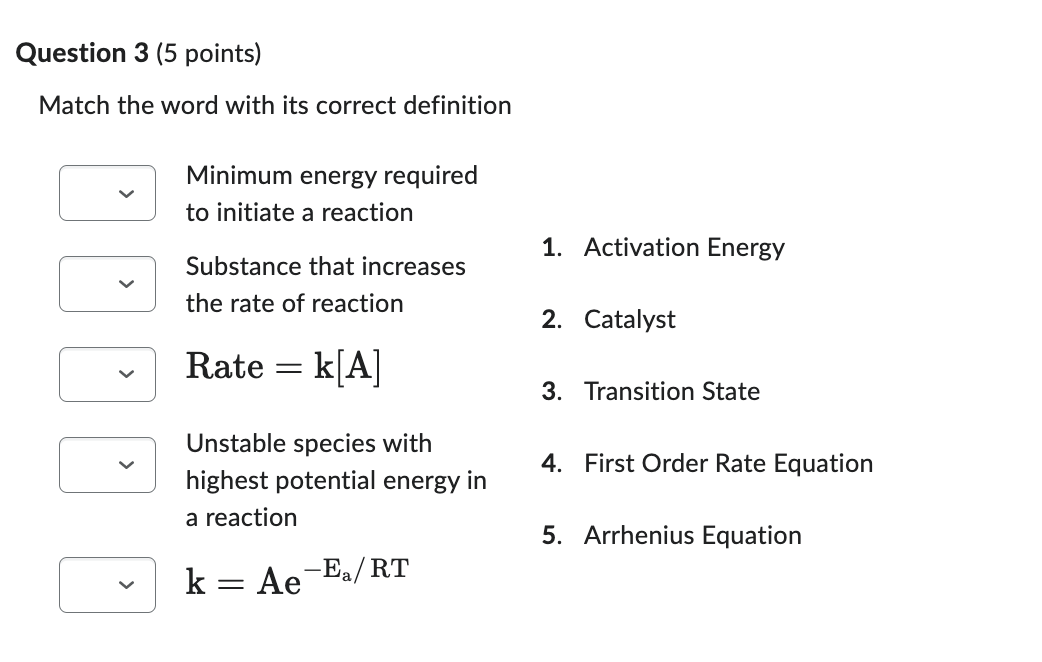Solved Question 3 (5 points) Match the word with its correct | Chegg.com