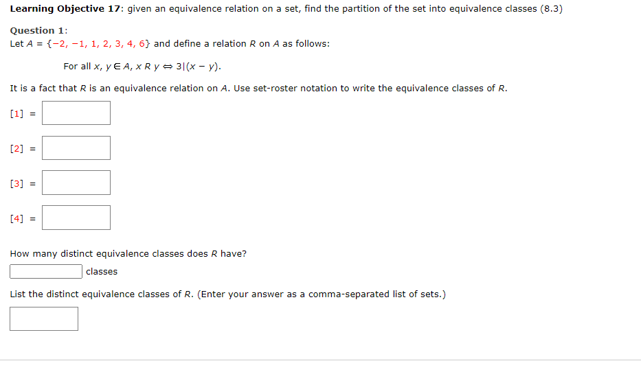 Solved Learning Objective 17: given an equivalence relation | Chegg.com