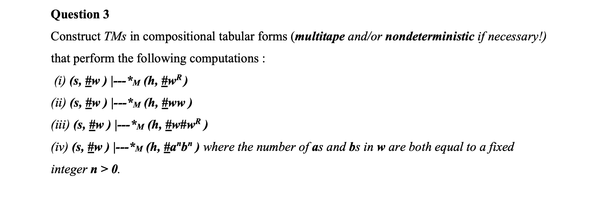 Solved Construct TMs in compositional tabular forms | Chegg.com