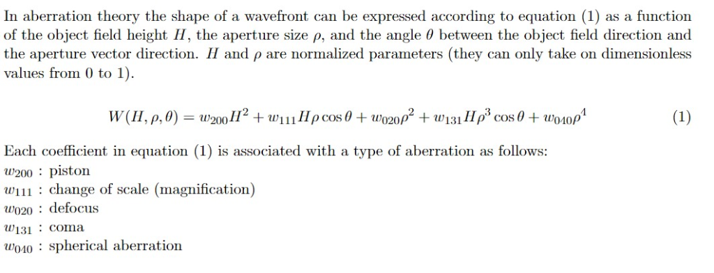 Solved In aberration theory the shape of a wavefront can be | Chegg.com