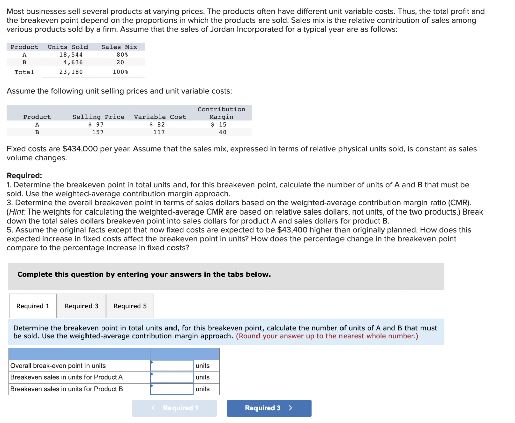 Solved Most businesses sell several products at varying | Chegg.com