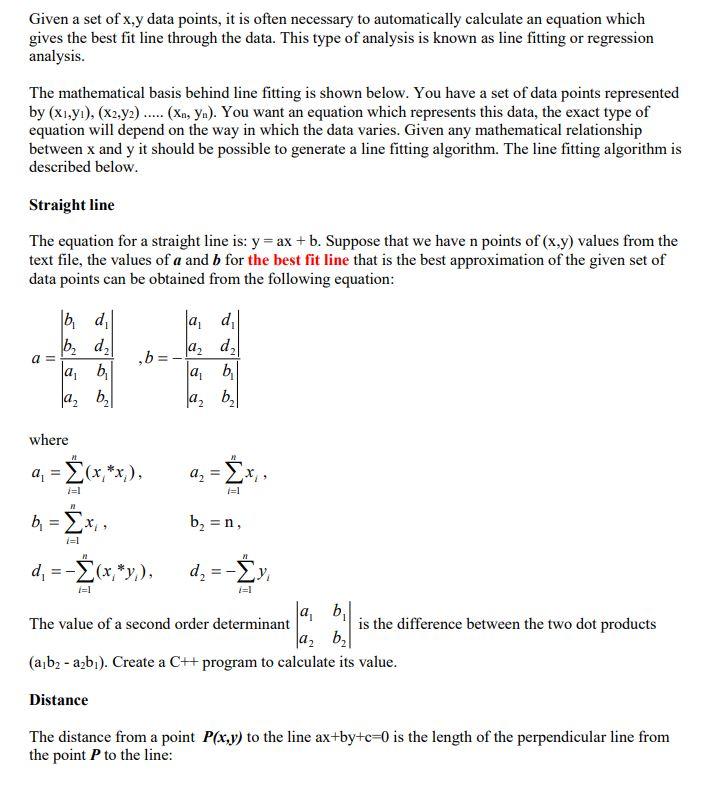 Solved Given a set of x,y data points, it is often necessary | Chegg.com
