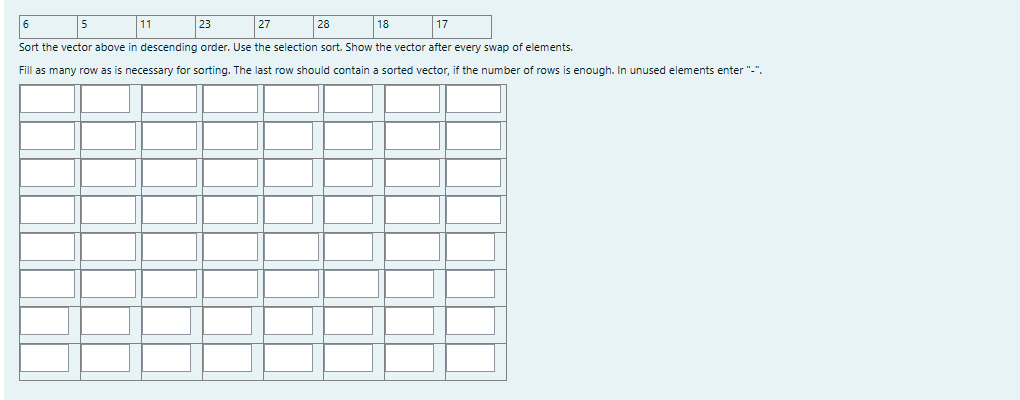Solved Sort the vector above in descending order. Use the | Chegg.com