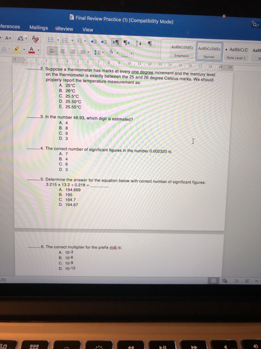 Solved Final Review Practice 1 [compatibility Mode