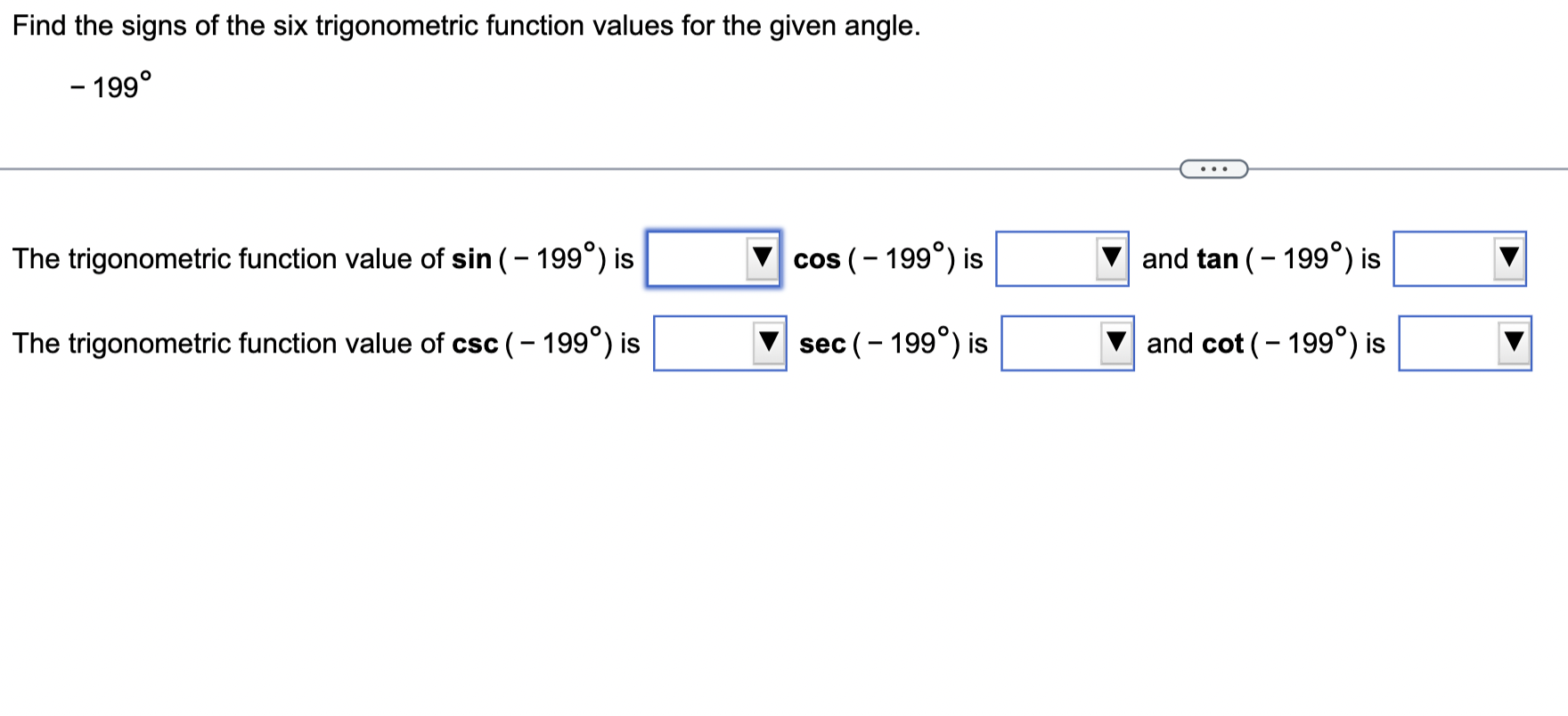 Solved Find the signs of the six trigonometric function | Chegg.com