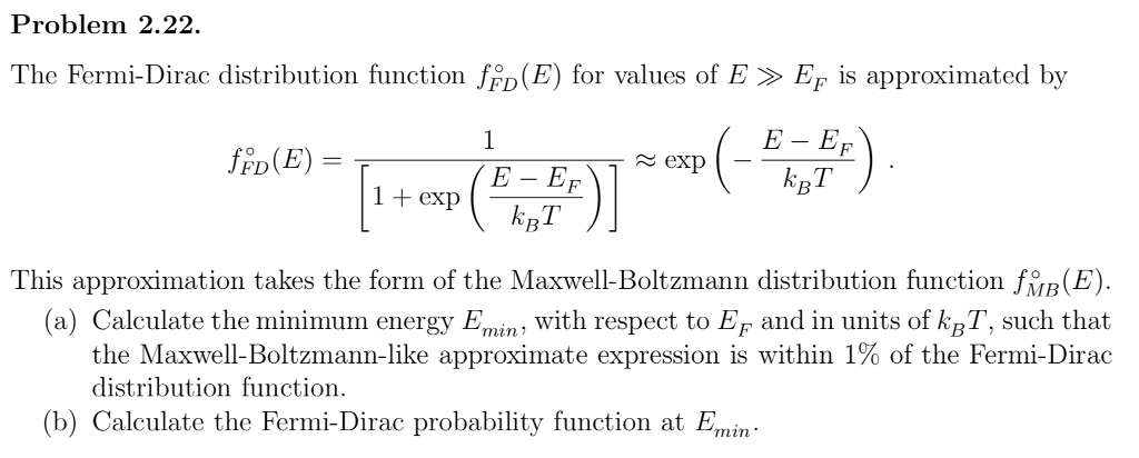 Solved Problem 2.22. The Fermi-Dirac distribution function Í | Chegg.com