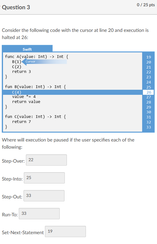 Solved Consider the following code with the cursor at line | Chegg.com